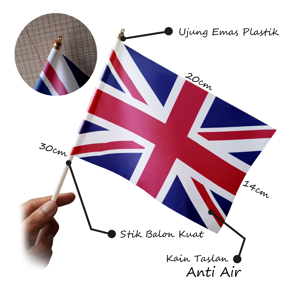 Jual Bendera Tangan Negara Inggris British Britanian Union Jack - Stik ...