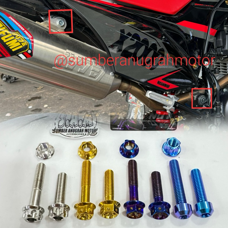 Jual BAUT KNALPOT CRF CRF150 PROBOLT & TITANIUM BAUT SELINCER DAN ...