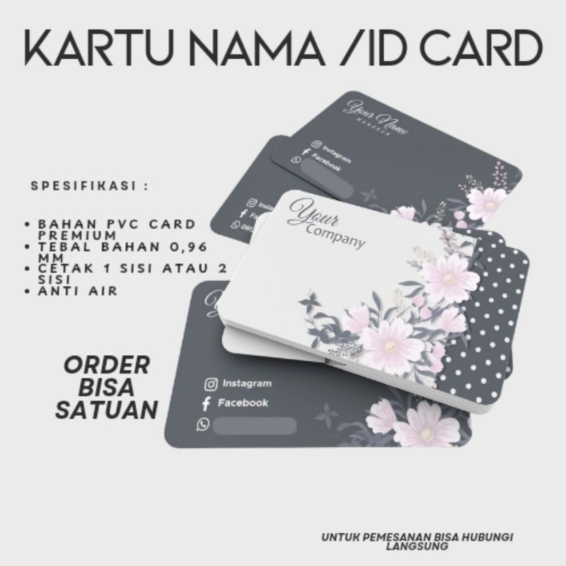 Jual Kartu Nama / ID Card / Kartu Osis bahan PVC Premium Bisa Satuan ...
