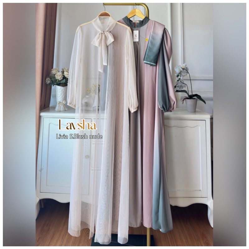 Jual Livia Dress Gamis Wanita Muslim Madame Silk Mix Outer Tile Tutu ...