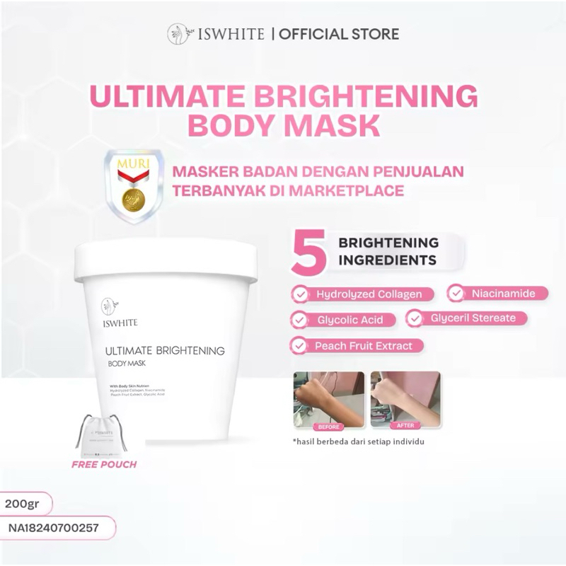Jual (200GR EXP 2026) ISWHITE BODY MASK BRIGHTENING ULTIMATE MASKER ...