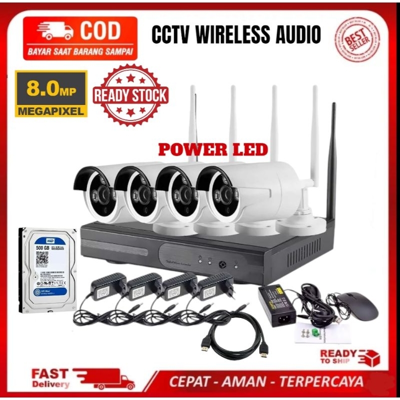 Jual Paket Nvr kit 4ch 8mp Full Wireless Komplit Paket Camera IP 8 MP 4 ...