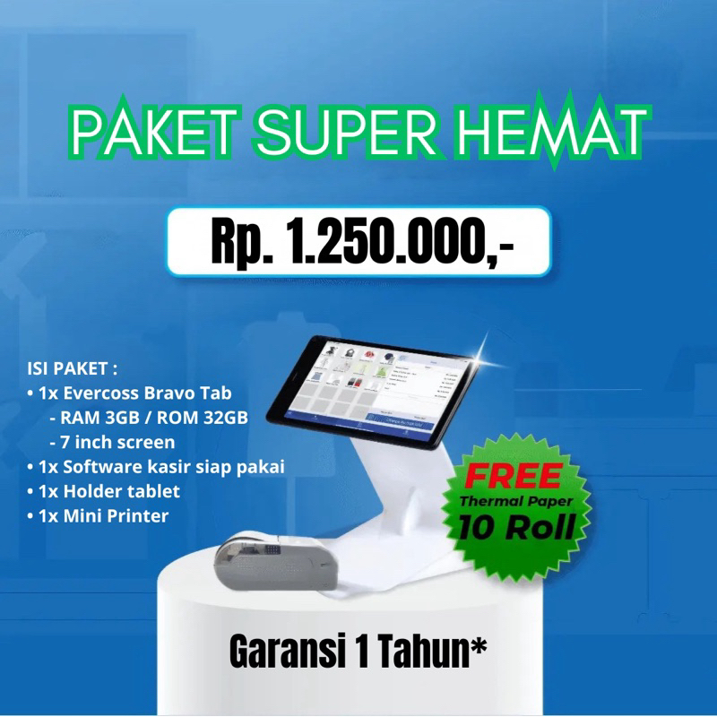 Jual Paket Mesin Kasir Murah dan Ekonomis Tablet Evercoss | Shopee ...