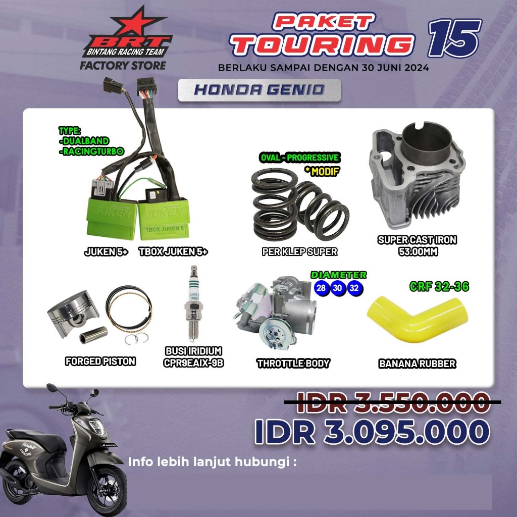 Jual PAKET TOURING 15 GENIO / ALL NEW BEAT BORE UP 130 CC BRT - ECU ...