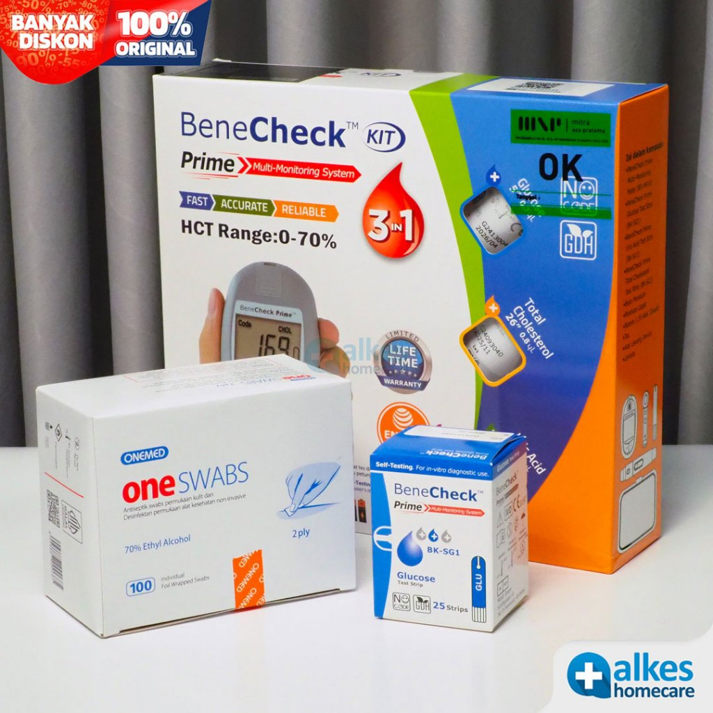 Jual Alat Cek Darah Benecheck Prime KIT FREE Strip Gula darah dan ...