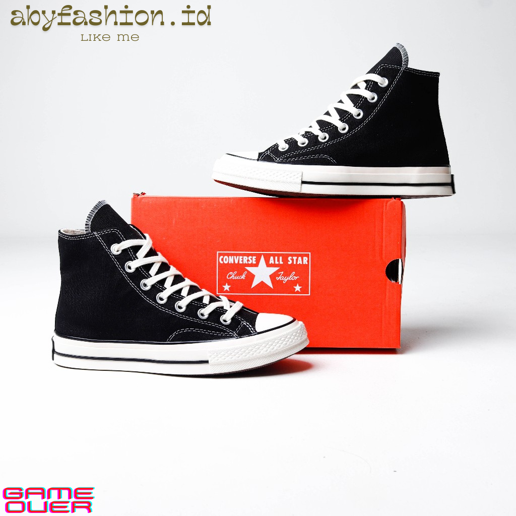 Jual Sepatu Converse Chuck Taylor All Star 70s High Black White Hitam ...