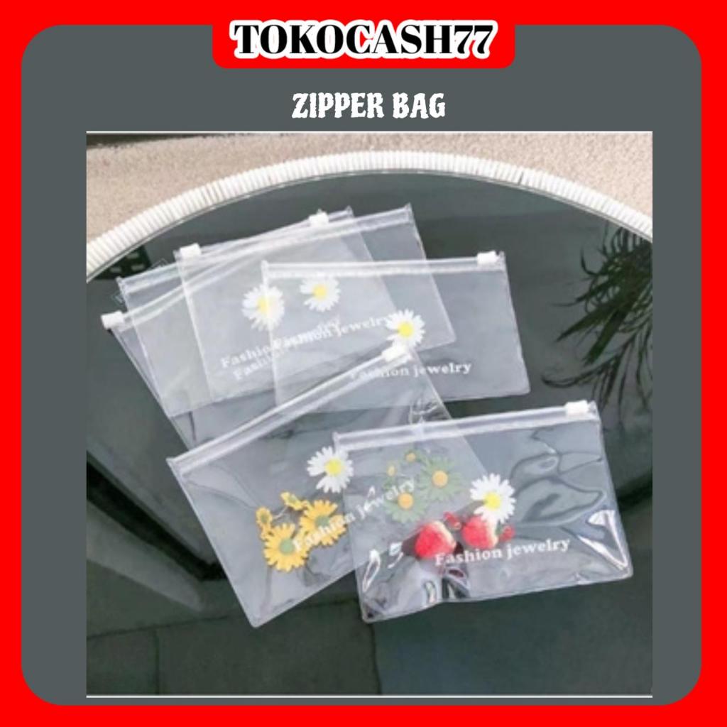 Jual ZIPPER BAG ZIP LOCK TEMPAT PENYIMPANAN MOTIF DAISY / POUCH TRAVEL ...