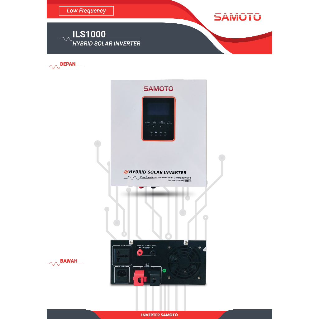 Jual SAMOTO Inverter Low Frequency ILS1000 12V 1000VA 800W Solar Panel ...