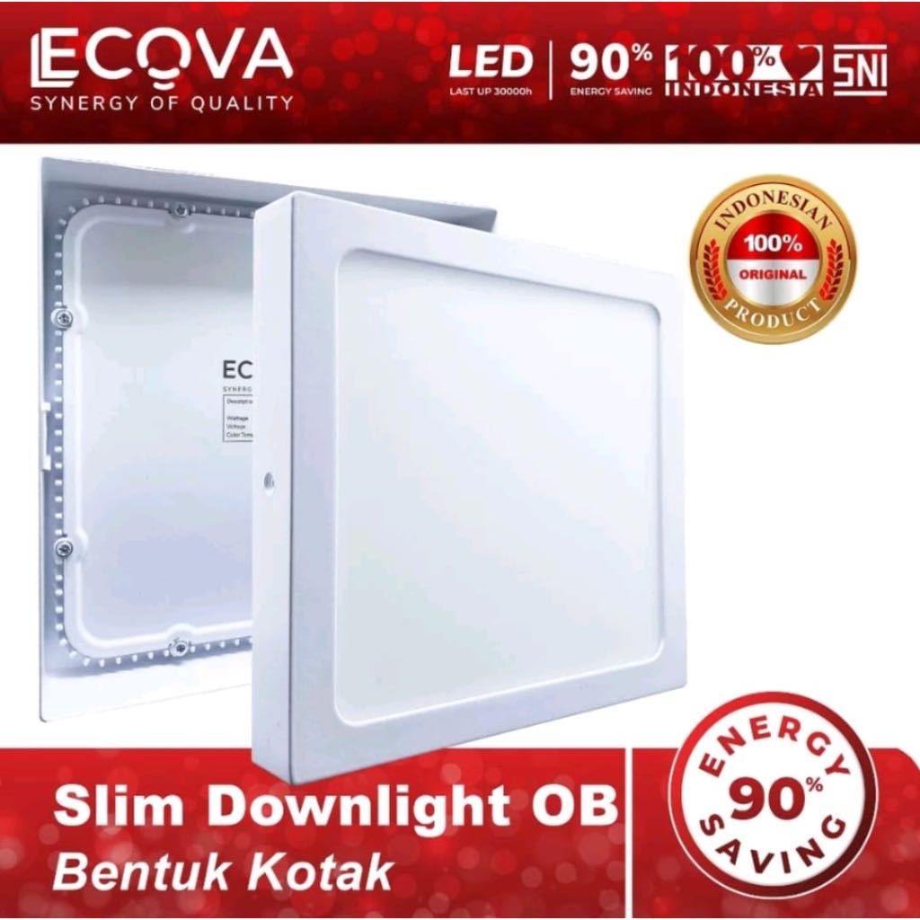 Jual ECOVA Lampu LED Slim Downlight OB Kotak Terang | Shopee Indonesia