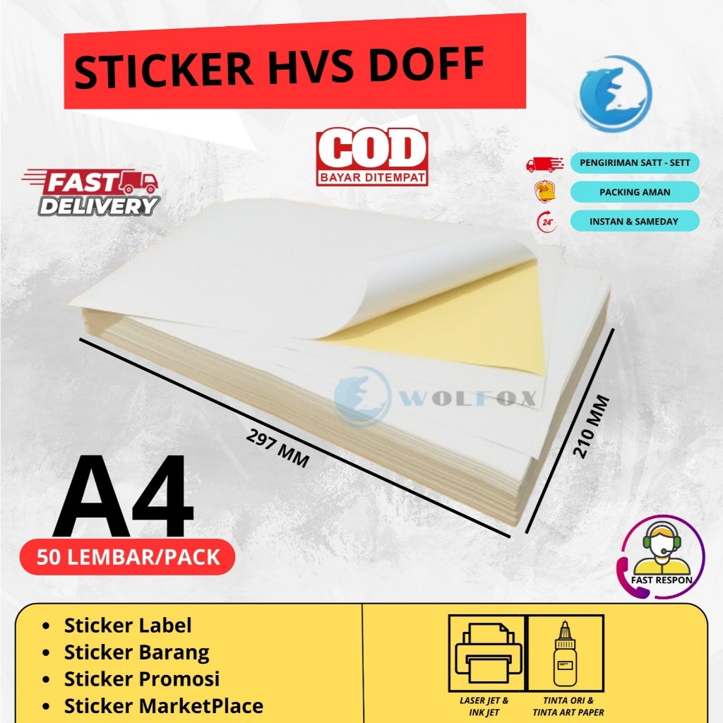 Jual KERTAS STIKER LABEL A4 / STICKER UKURAN A4 | Shopee Indonesia