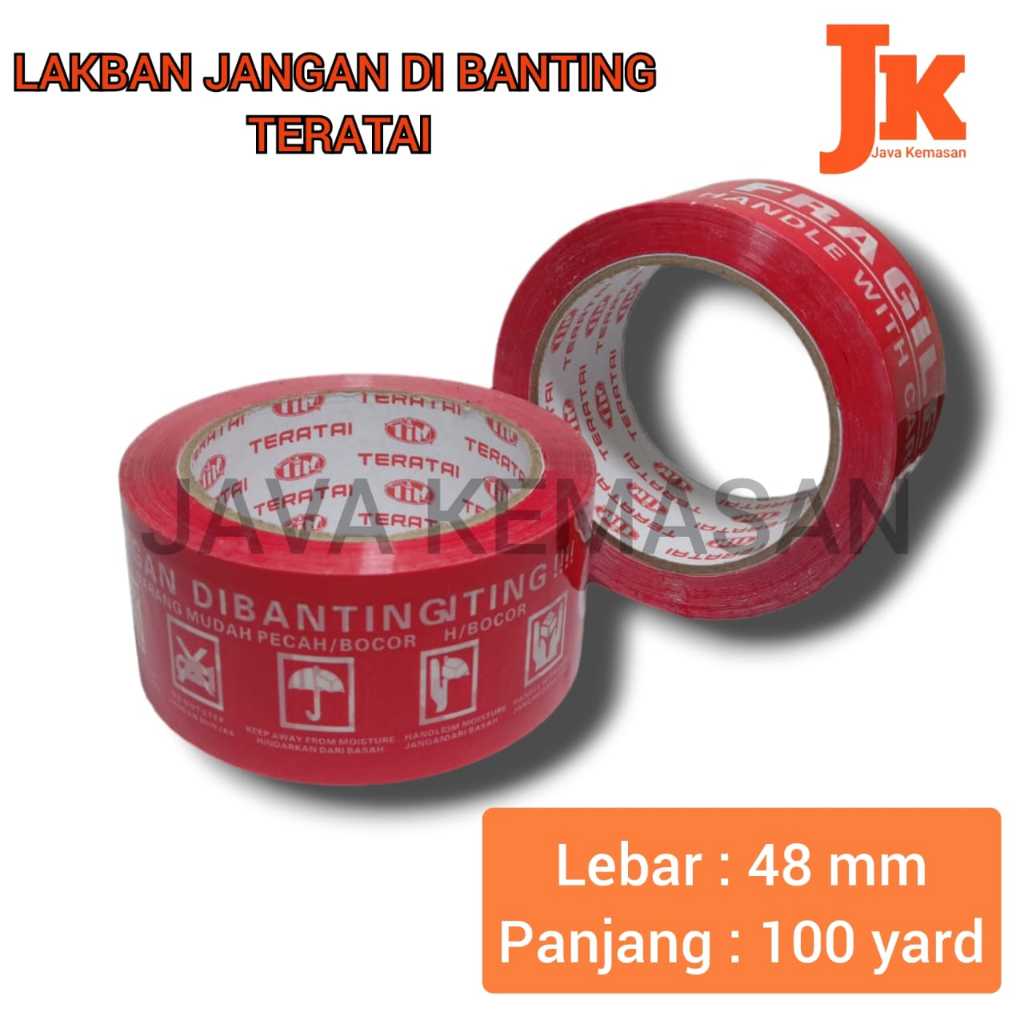 Jual TERATAI JANGAN DIBANTING 2" INCH ISOLASI LAKBAN SELOTIP WARNA MERAH 48MM PLASTIK OPP JANGAN ...