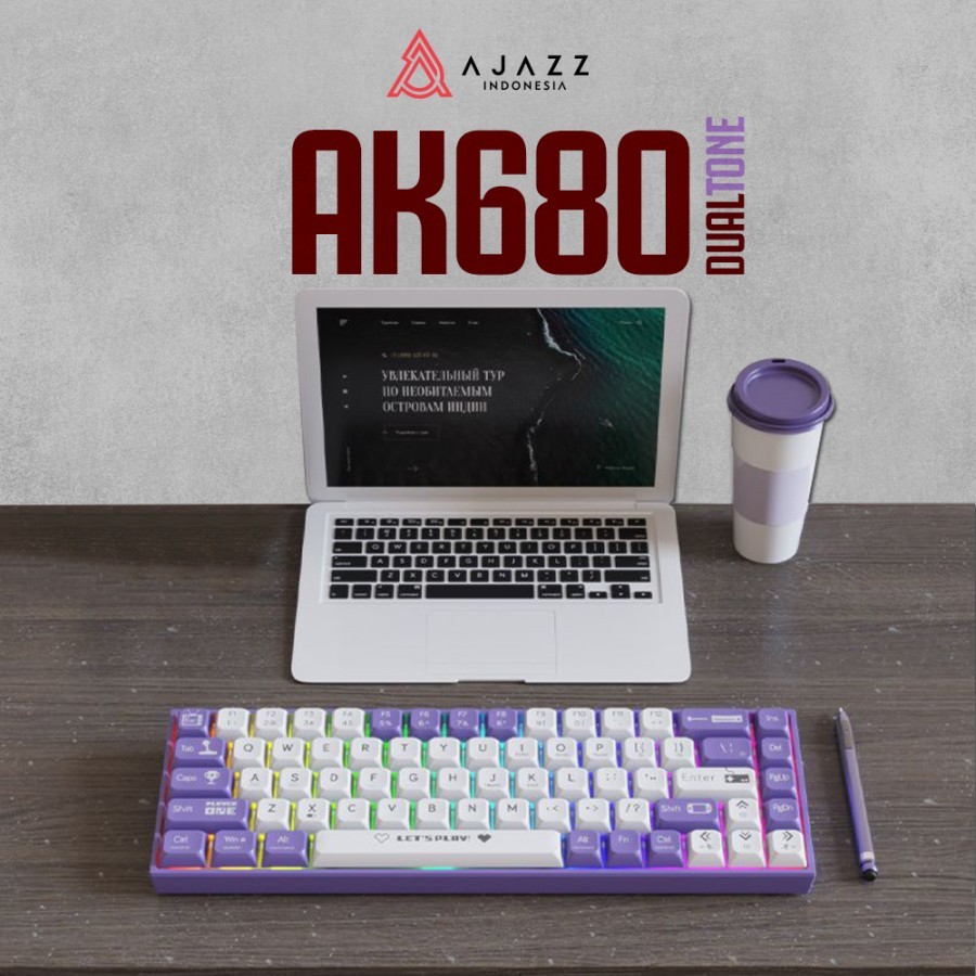 Jual Ajazz AK680 / AK 680 Dual Tone 65% RGB Mechanical Keyboard Wired ...