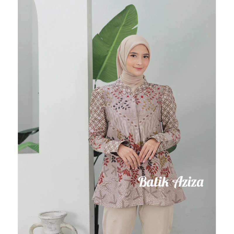 Jual Atasan Batik Modern Wanita Kancing Depan Lengan Panjang Blus ...