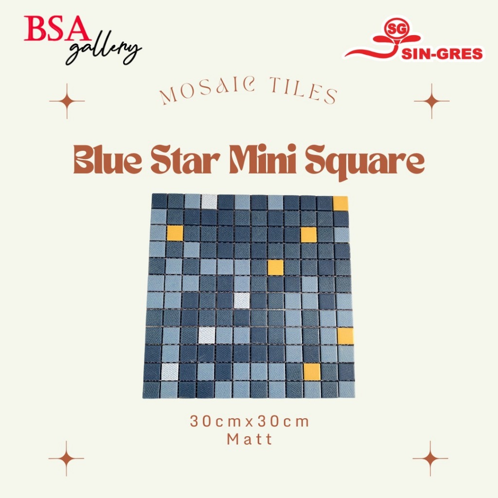Jual MOSAIC TILE KOTAK BIRU TUA / KERAMIK MOSAIC DINDING LANTAI NAVY ...