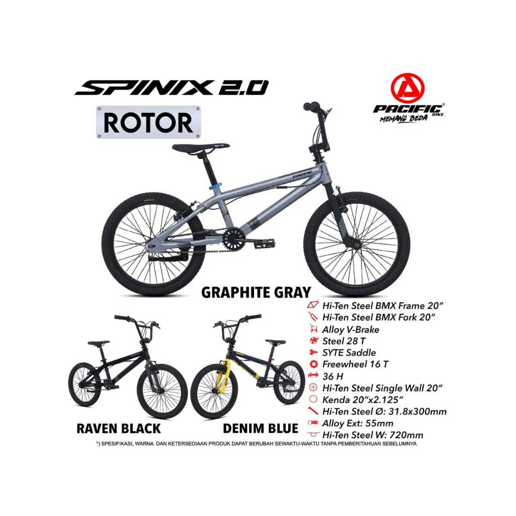 Jual SEPEDA ANAK REMAJA BMX 20 INCH PACIFIC SPINIX 1.0 / SPINIX 2.0 ROTOR ASLI ORIGINAL GARANSI ...