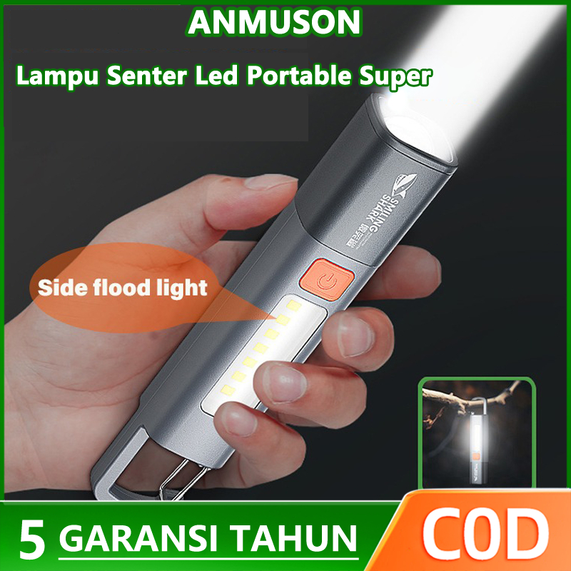 Jual ANMUSON Lampu Senter Led Mini Portable Super Terang Jarak Jauh Usb Rechargeable Untuk ...