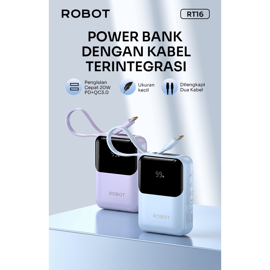 Jual Powerbank ROBOT 9000 mAh ROBOT RT-16 Type C Lightning | Shopee ...