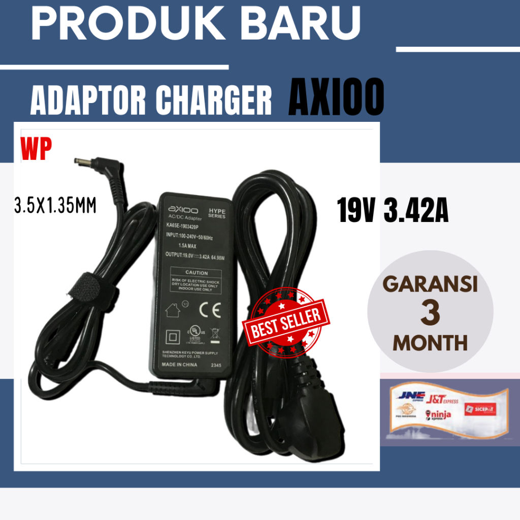 Jual Adaptor Charger Laptop Axio Axioo Hype 5, 19V 3.42A Dc 3.5x1.35mm ...