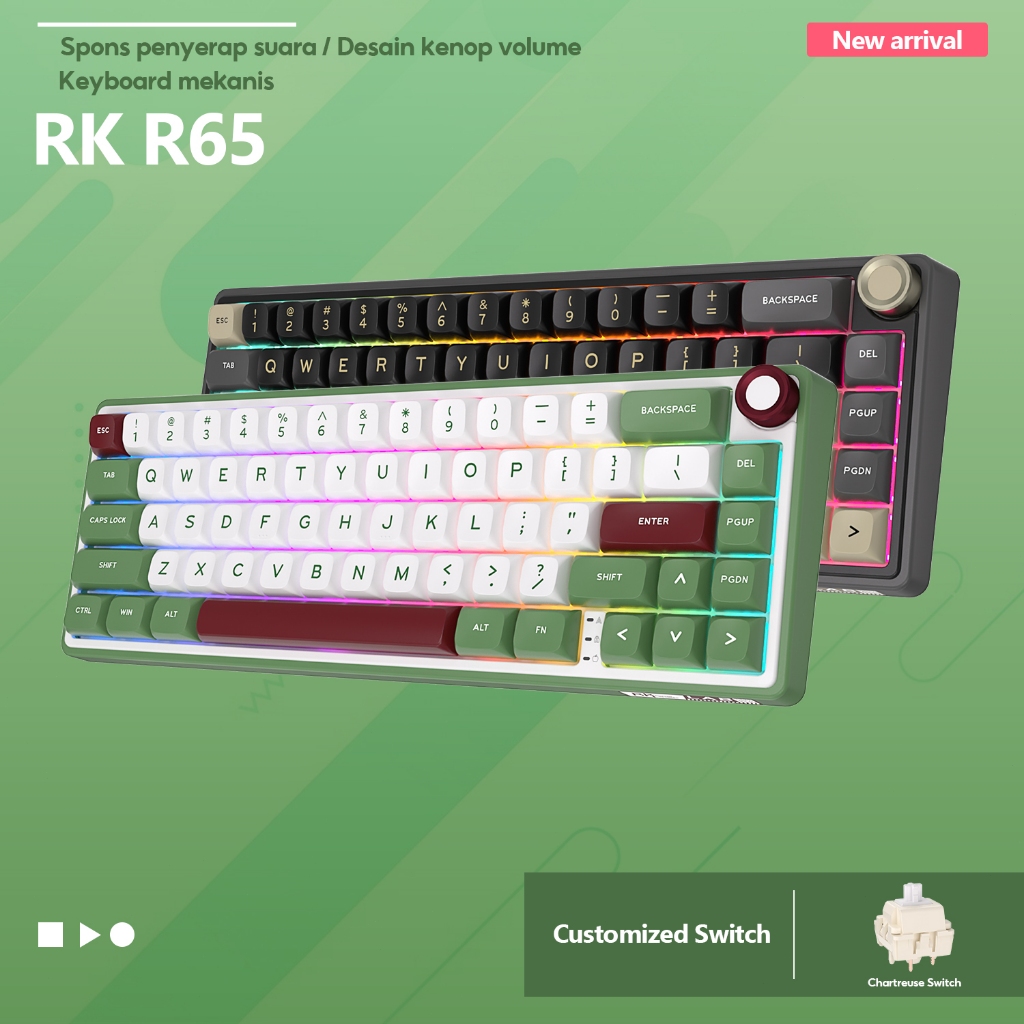 Jual Royal Kludge RK R65 Green 66 key Wired Gaming Keyboard | Shopee ...
