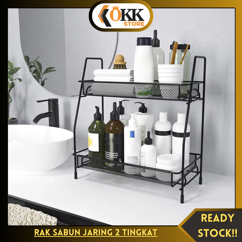 Jual OKK Rak Sabun Jaring 2 Susun Kamar Mandi Anti Karat / Rak Kosmetik ...