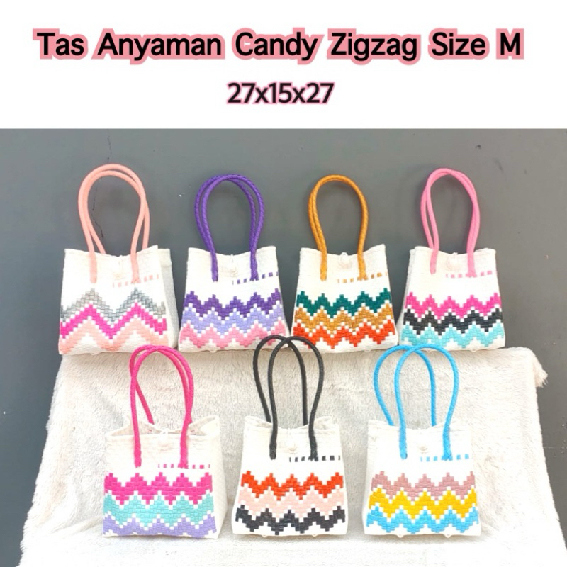 Jual Tas Wanita/ Tas Anyaman Wanita Candy Zigzag size M | Shopee Indonesia