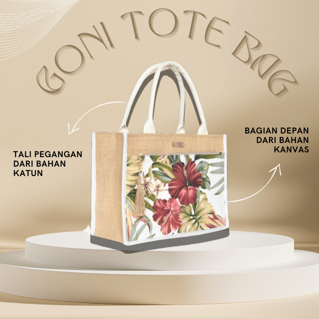 Jual SHE'S GONI - tas goni laminasi kombinasi kanvas motif tropical red ...