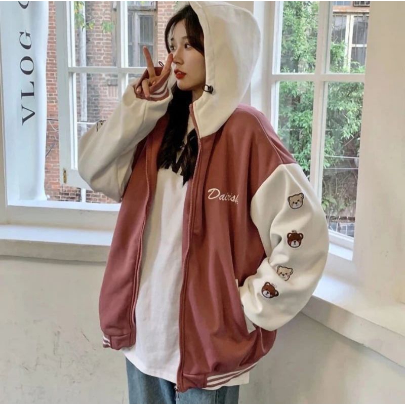 Jual Jaket Baseball DAIRSK BEAR Zipper Sablon|Jaket Varsiti Basebal ...