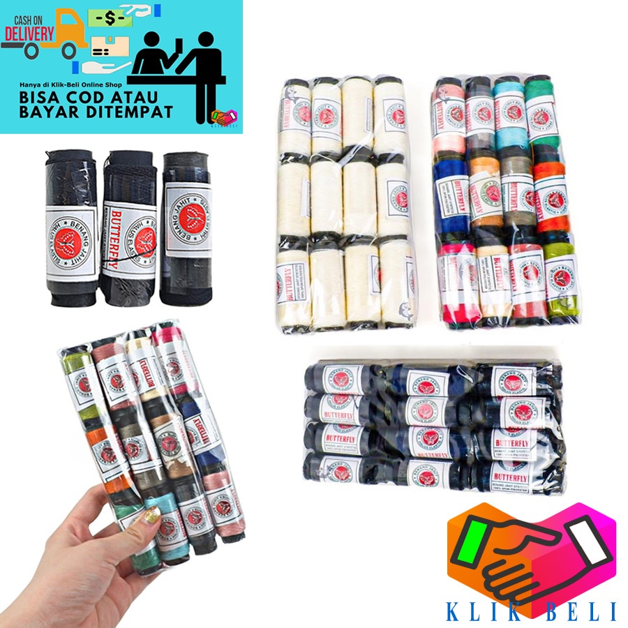 Jual (1 PACK ISI 12 PCS) Benang Jahit Butterfly / Benang Kain Besar ...