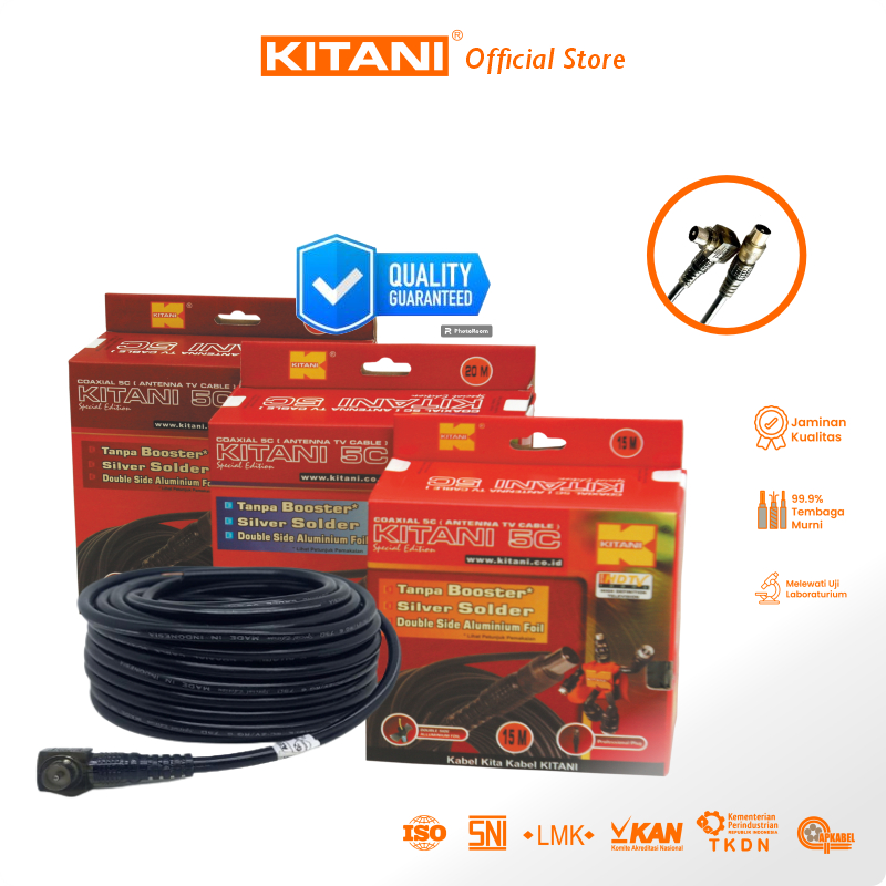 Jual KITANI - Coaxial 5C+Plug – 20 Meter - Kabel Antena TV | Shopee Indonesia