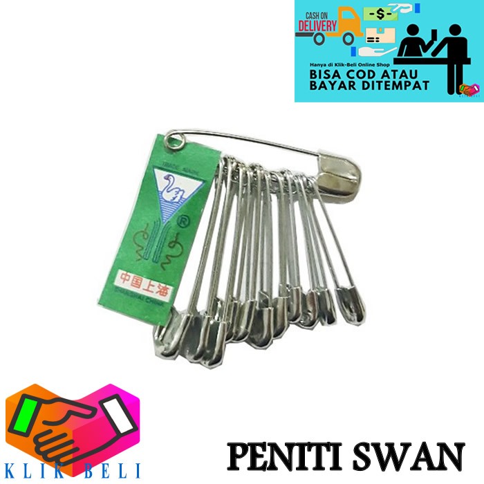 Jual Peniti Swan Pin Hijab Stainless Steel Isi 12 Pcs Safety Pins Baju ...