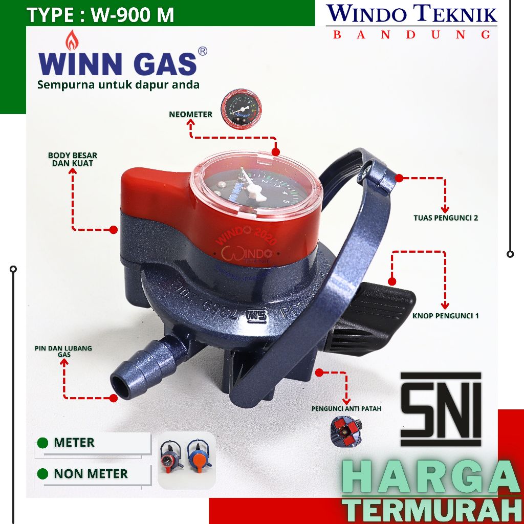 Jual REGULATOR WINN GAS W-900M METER / LEGULATOR WIN GAS W-900NM DOUBLE ...