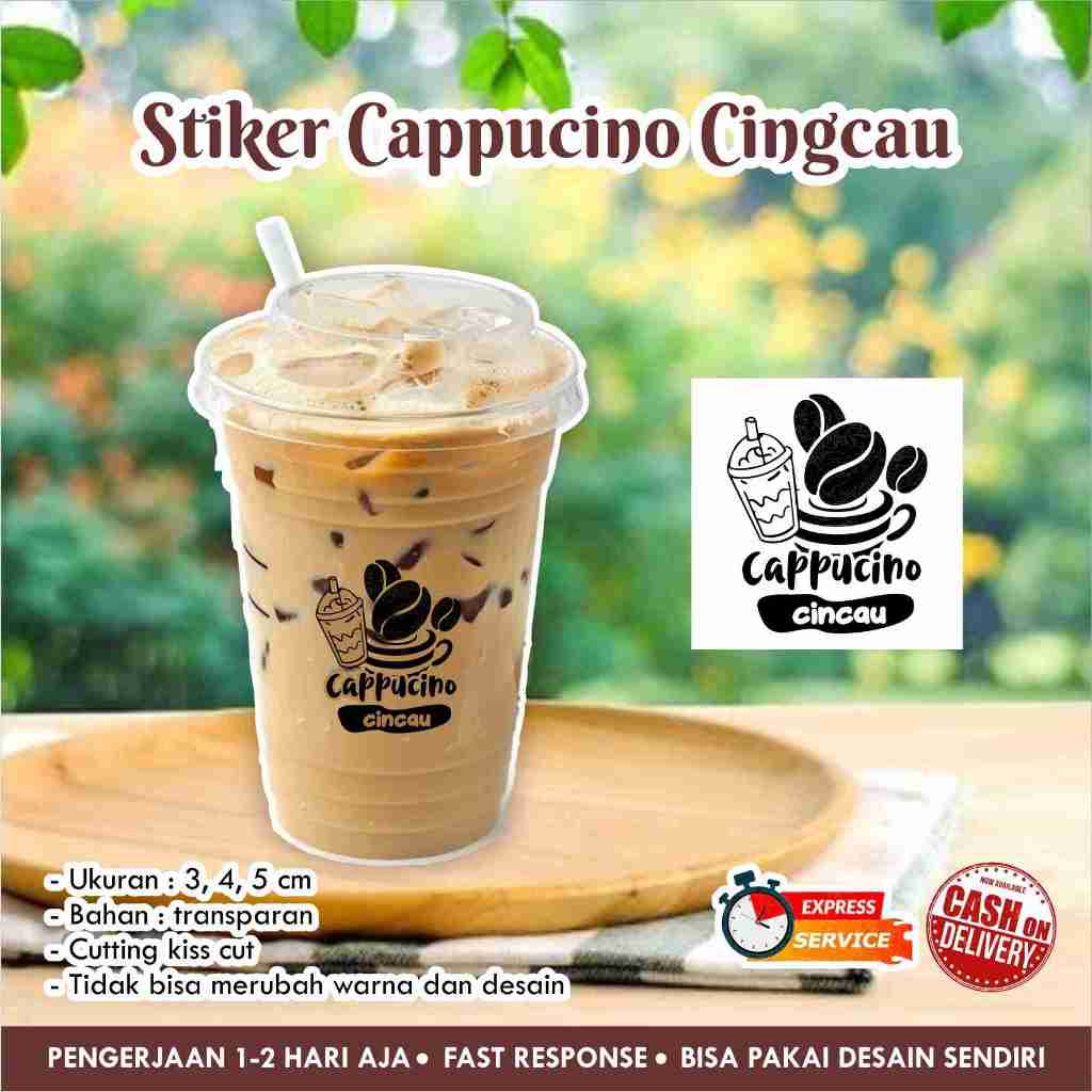 Jual STIKER CAPPUCINO CINCAU TRANSPARAN / LABEL KOTAK MINUMAN / TOPLES ...