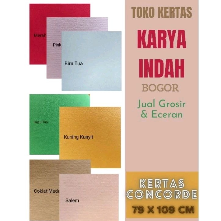 Jual Concorde Tipis 90g dan Tebal 220 g Warna Warni dijual per lembar ...