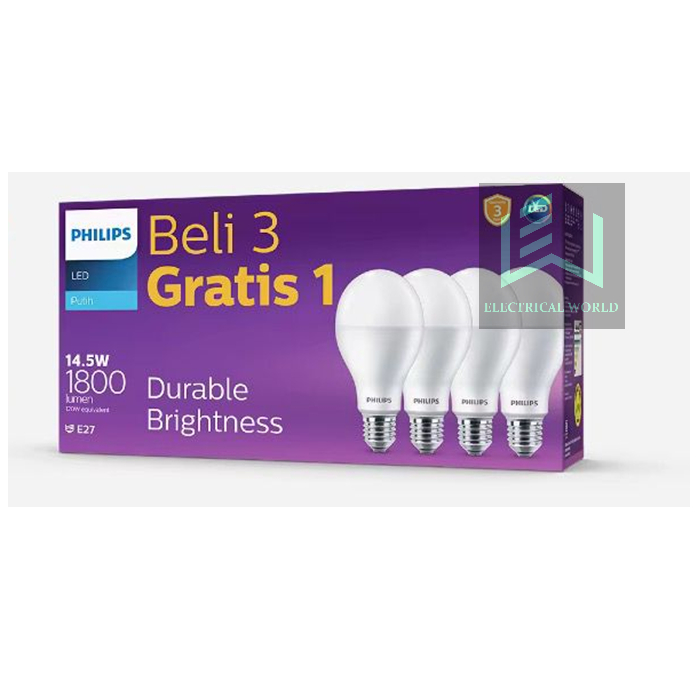 Jual (4 pcs) Paket Philips LED Putih 4W 5W 6W 7W 8W 9W 10W 11W 12W 14 ...