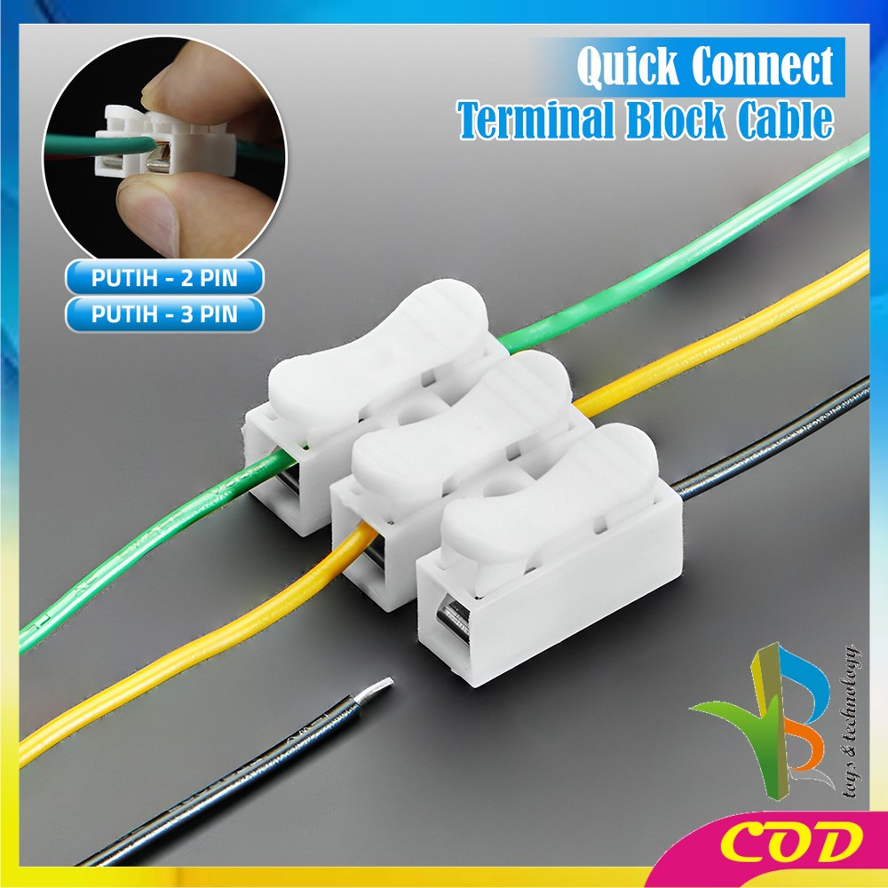 Jual RB-C1077 Konektor Kabel Listrik 2pin 3pin Quick Connect Terminal Block Cable / 2 Wire ...