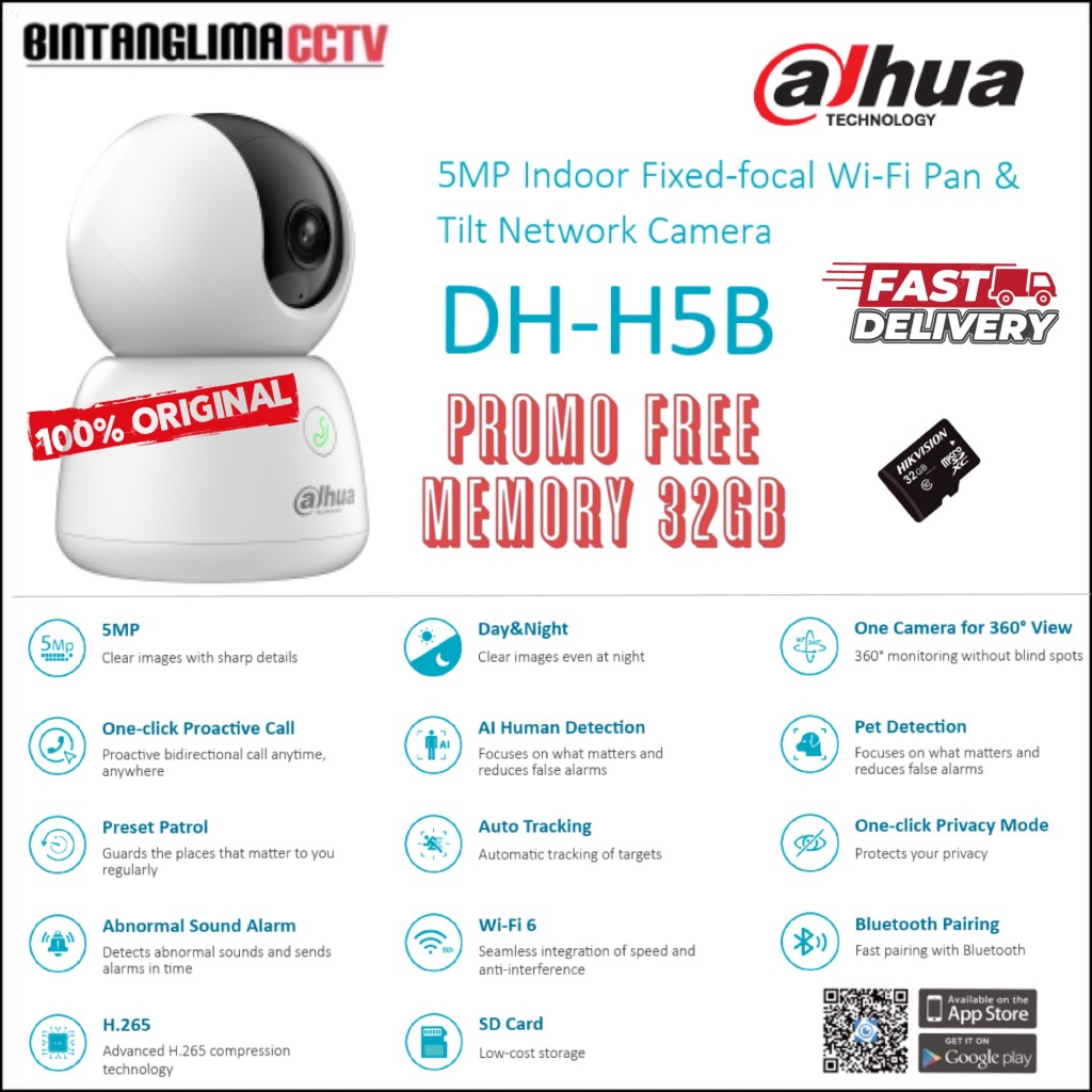 Jual IPCam Dahua Hero B1 5MP DH-H5B Smart Indoor Pan & Tilt Wifi Camera ...