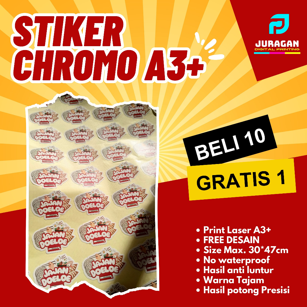 Jual STIKER CHROMO A3+ STIKER LABEL MAKANAN CUSTOM STIKER PRODUK STIKER ...