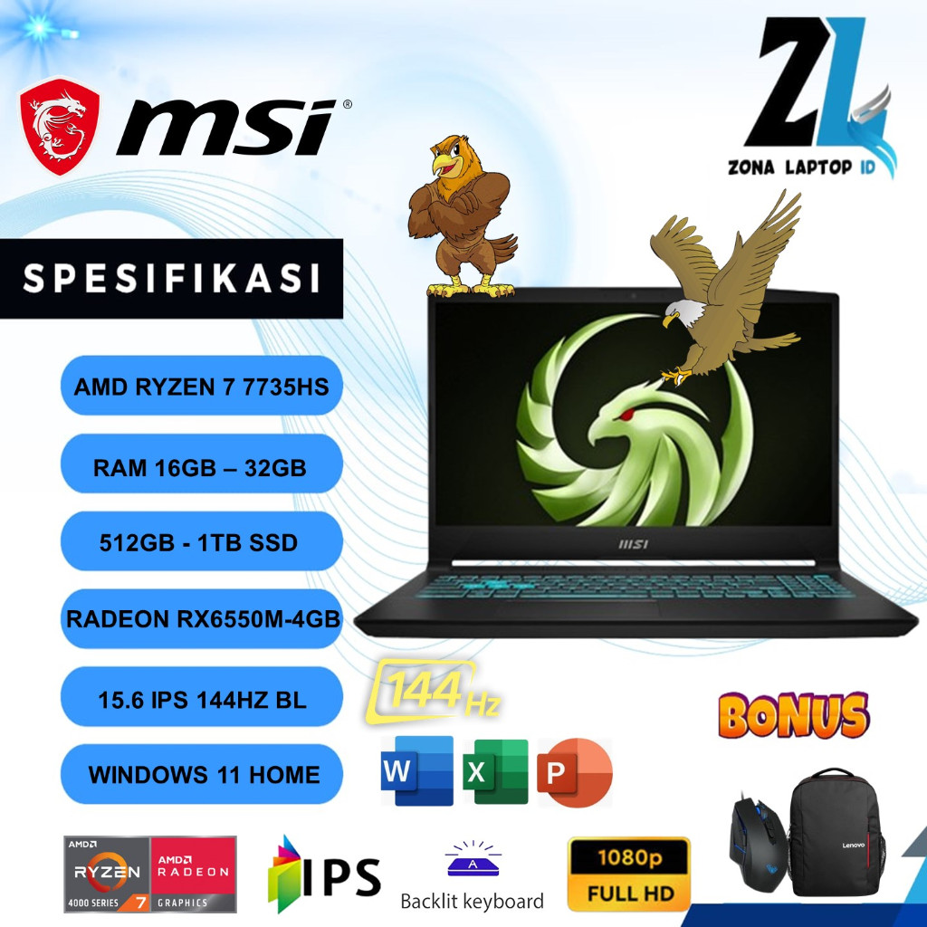 Jual MSI BRAVO 15 B7ED AMD RYZEN 7 7735HS 32GB 1TB SSD RX6550M 15 INC ...