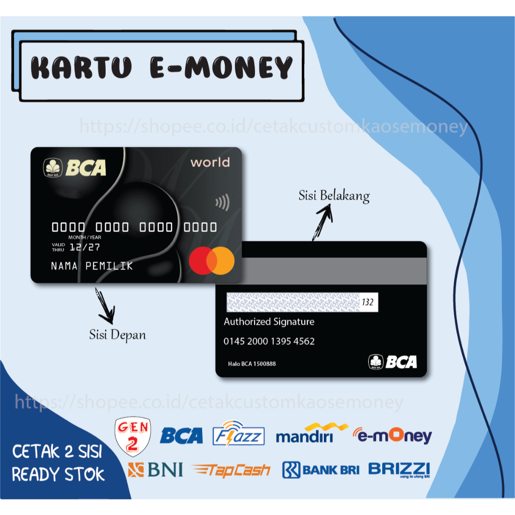 Jual KARTU E MONEY E TOLL KARTU CARD BCA WORD MASTERCARD BLACK CARD ...