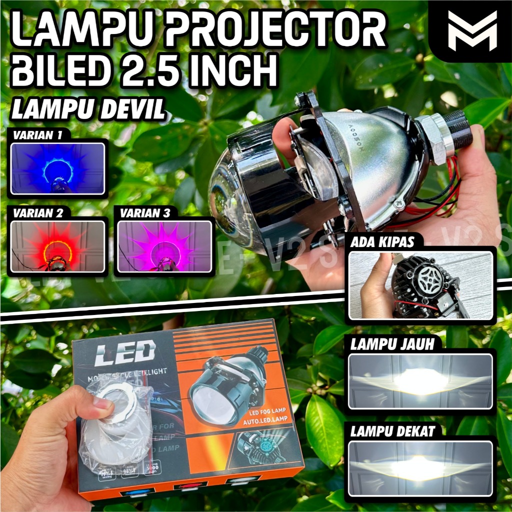 Jual LAMPU BILED 2.5INCH MOBIL DAN MOTOR PROJECTOR BILLED ORIGINAL ...