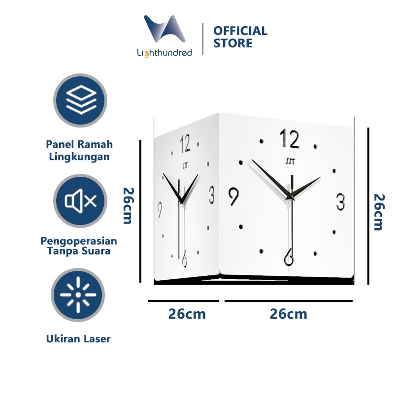 Jual Lighthundred Jam Dinding Creative Double-Sided Wall Clock Corner ...