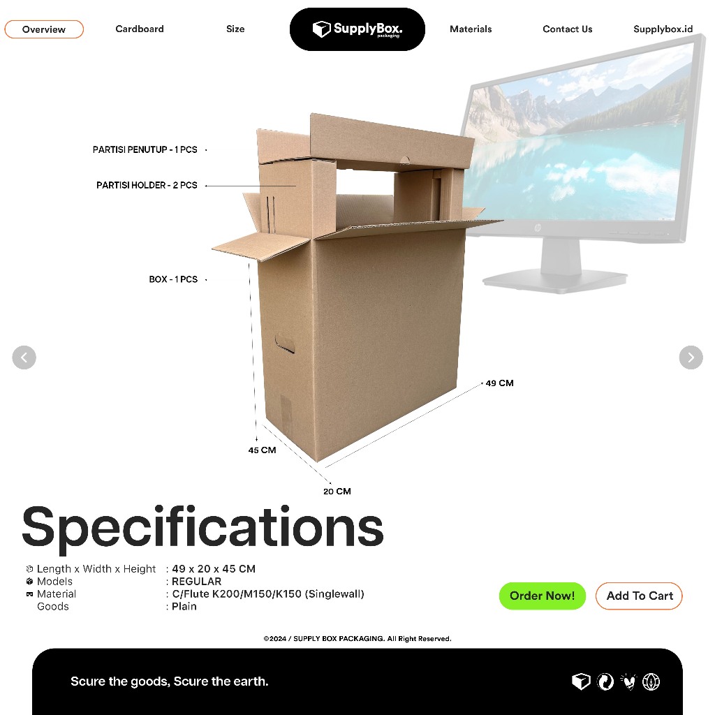 Jual DUS BOX MONITOR 49 x 20 x 45 CM | Dus Monitor | Box Monitor 19 ...