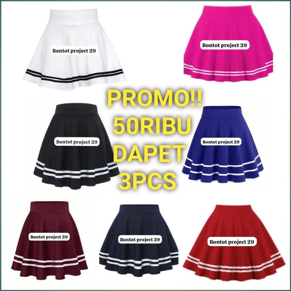 Jual ROK SENAM LIST SKIRT FLARE ROK MINI STYLE KOREAN ROK OLAHRAGA ...