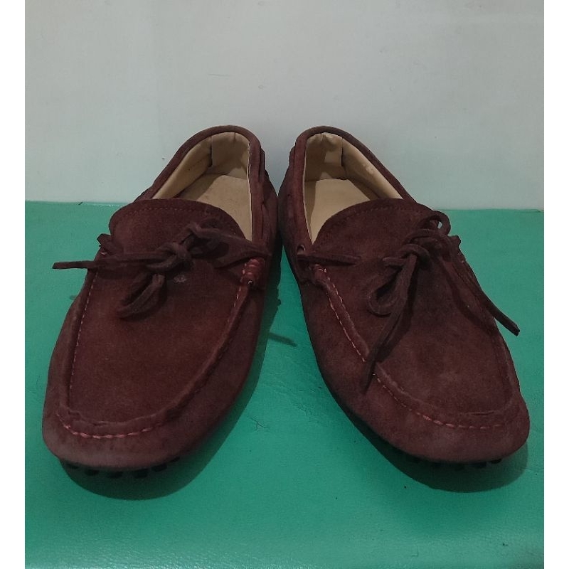 Jual Sepatu second pria moccasin italy suede merah marron | Shopee ...