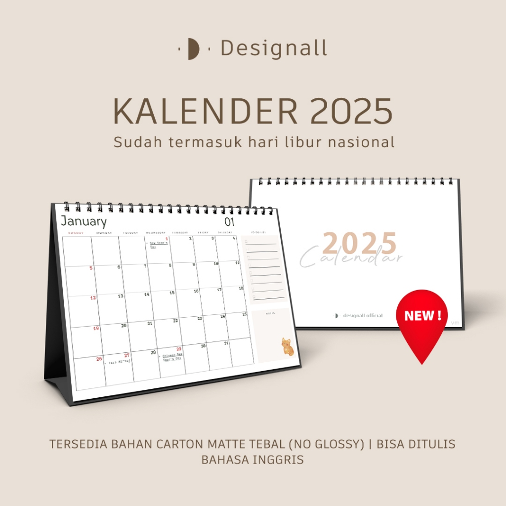 Jual Designall Kalender 2025 Aesthetic Meja / Kalender Duduk Spiral VM ...