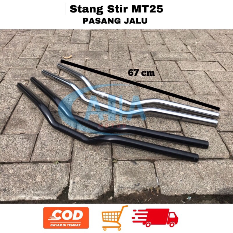 Jual STANG STIR MT25 HITAM KROM MODEL ORI TEBAL STANG STIR ROAD RACE ...