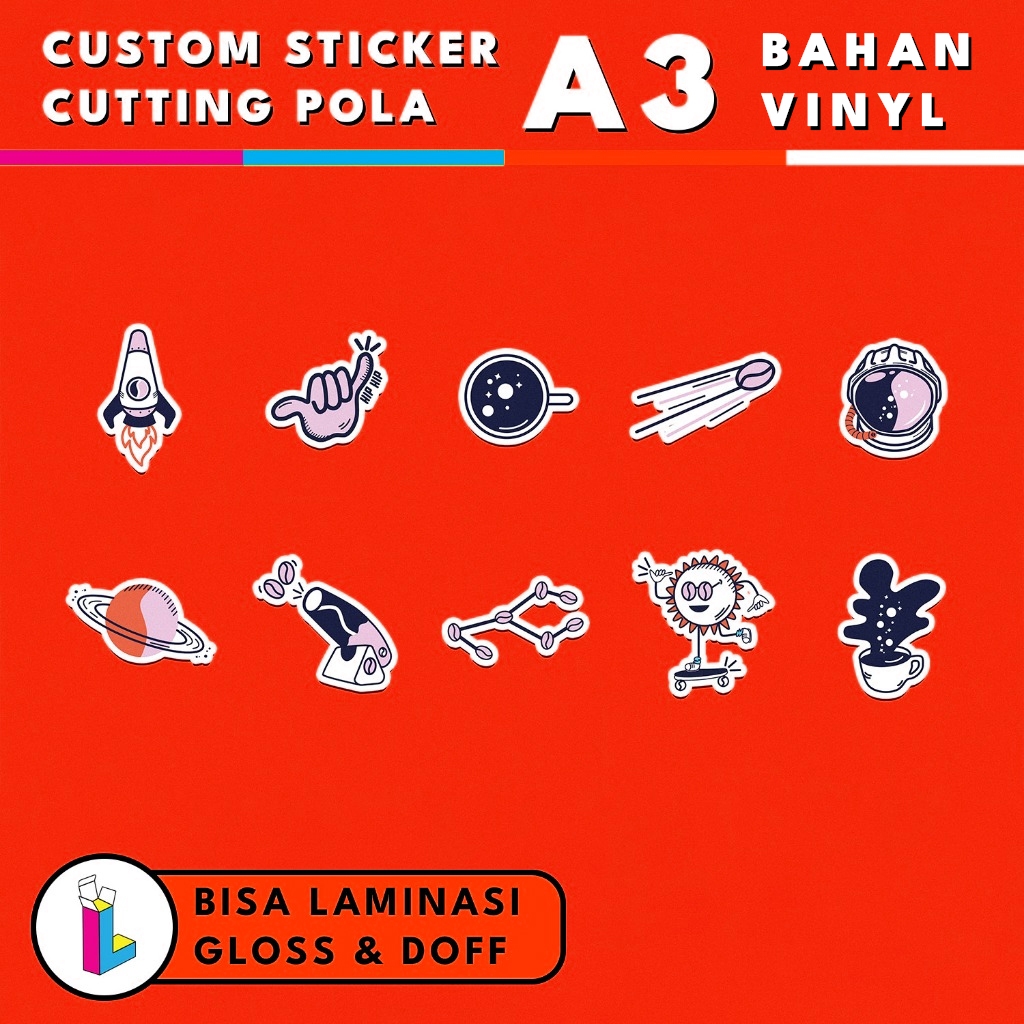 Jual Custom Cetak Sticker + Cutting Full Pola Bahan Vinyl Transparan ...