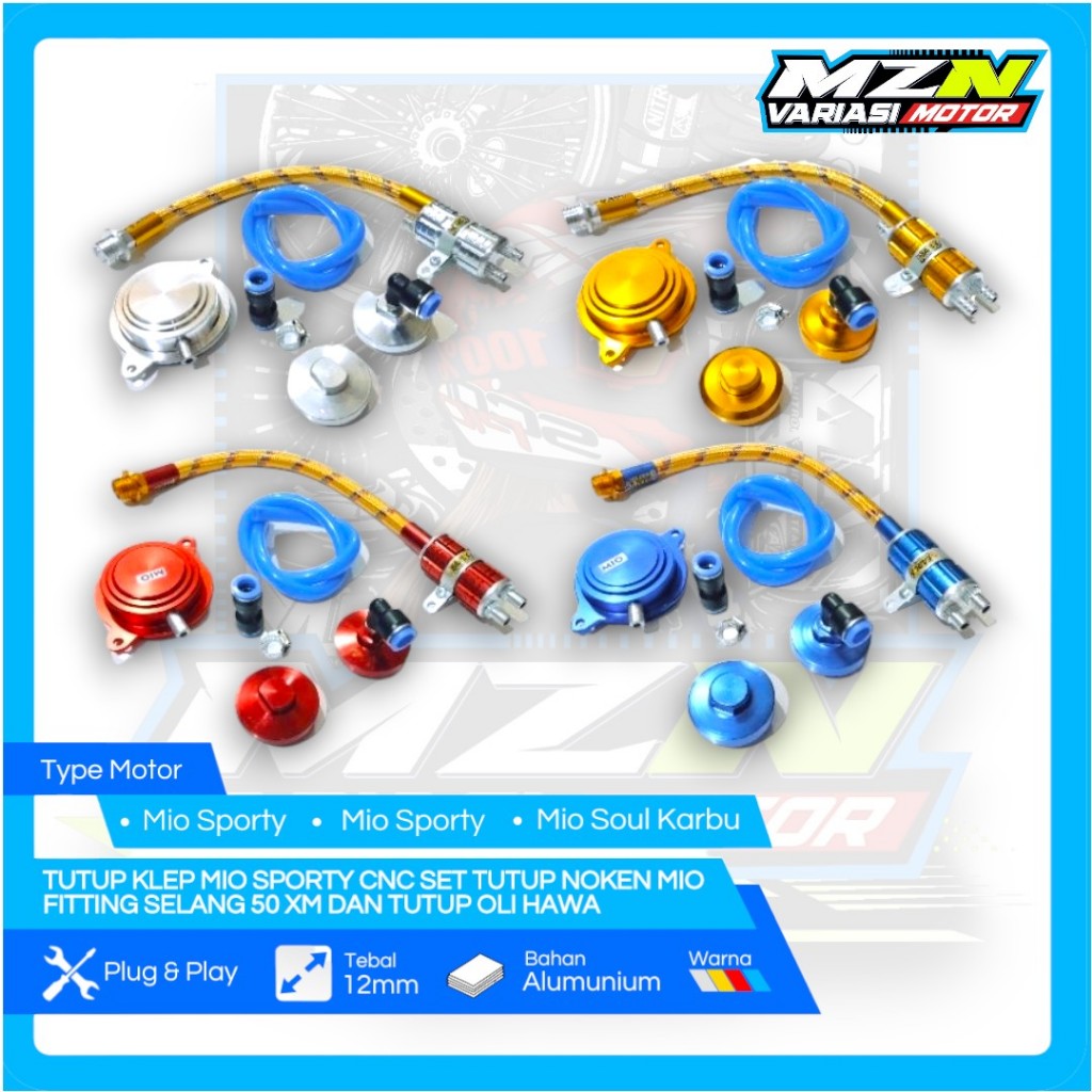 Jual Tutup Klep Mio Sporty CNC Set Tutup Noken Mio Fitting Selang 50 cm ...