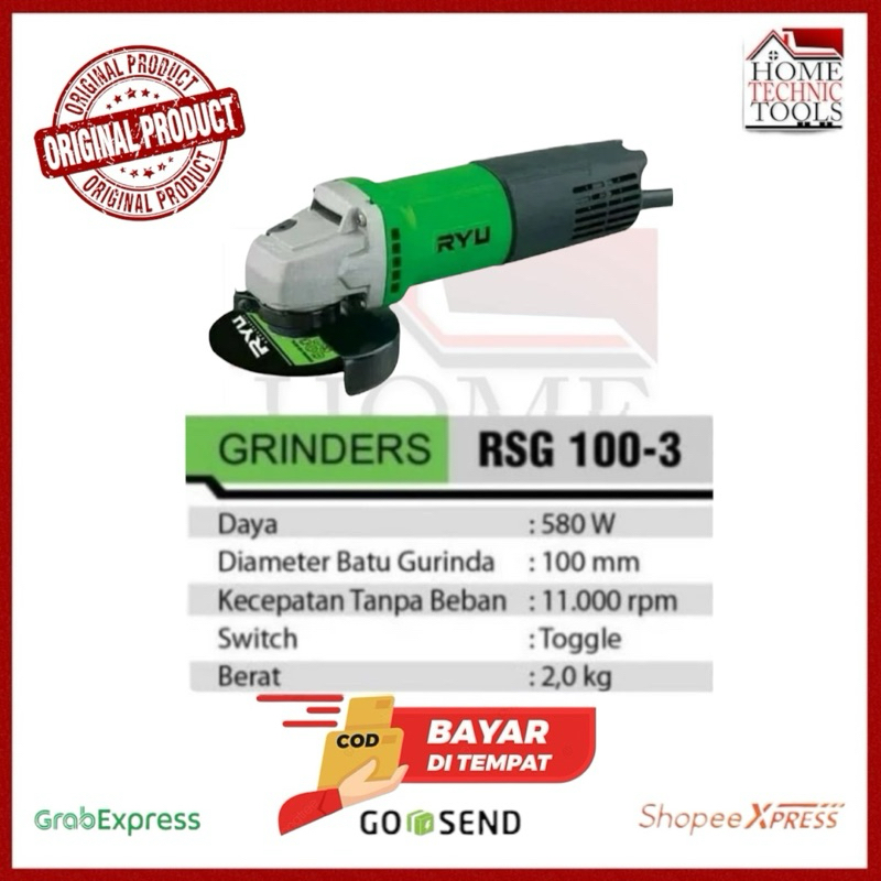 Jual RYU RSG100-3 Disgerinda Mesin Gerinda Tangan 4 Inch - Angle Disc ...