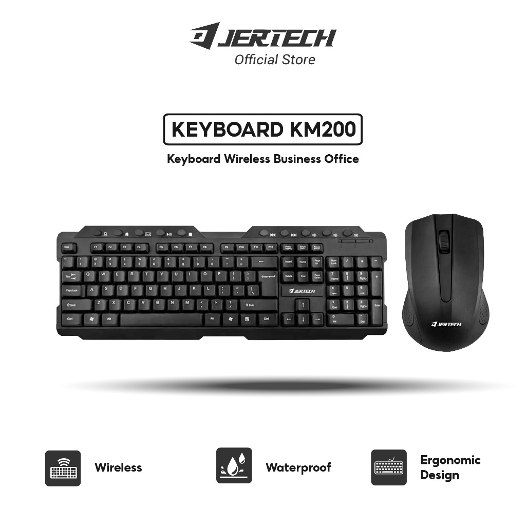 Jual JERTECH Paket 1 Set Keyboard Plus Mouse KM200 Membrane Keyboard Wireless No Delay | Shopee ...